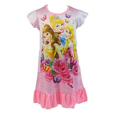 Disney Princess Girls Pajama Nightgown with Short Sleeves, Sizes 4-12 ...