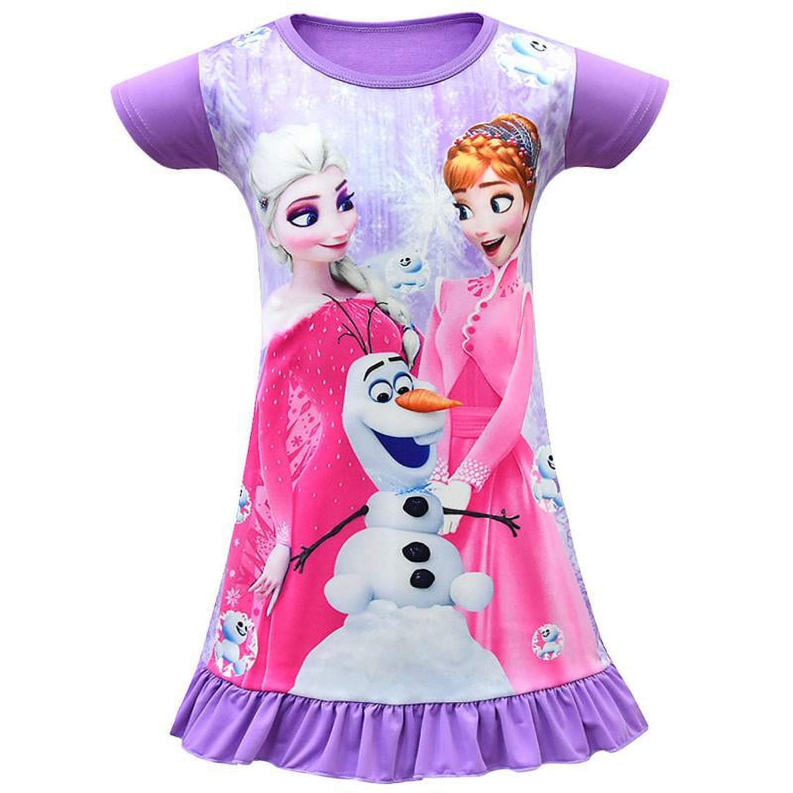 Little Girls Princess Polyester Pajamas Night Gown, Toddler Cartoon ...