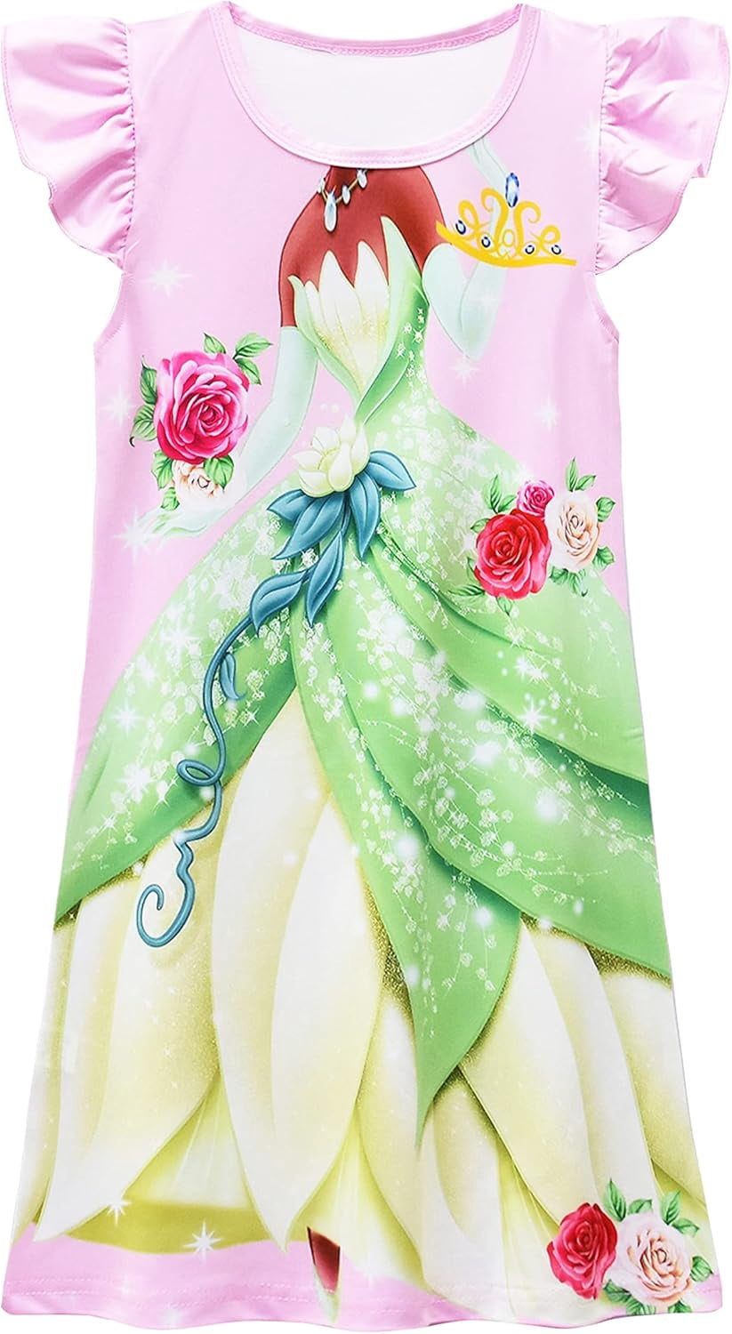 Little Girls Princess Pajamas Nightwear Girls Cartoon Printed Nightgown ...