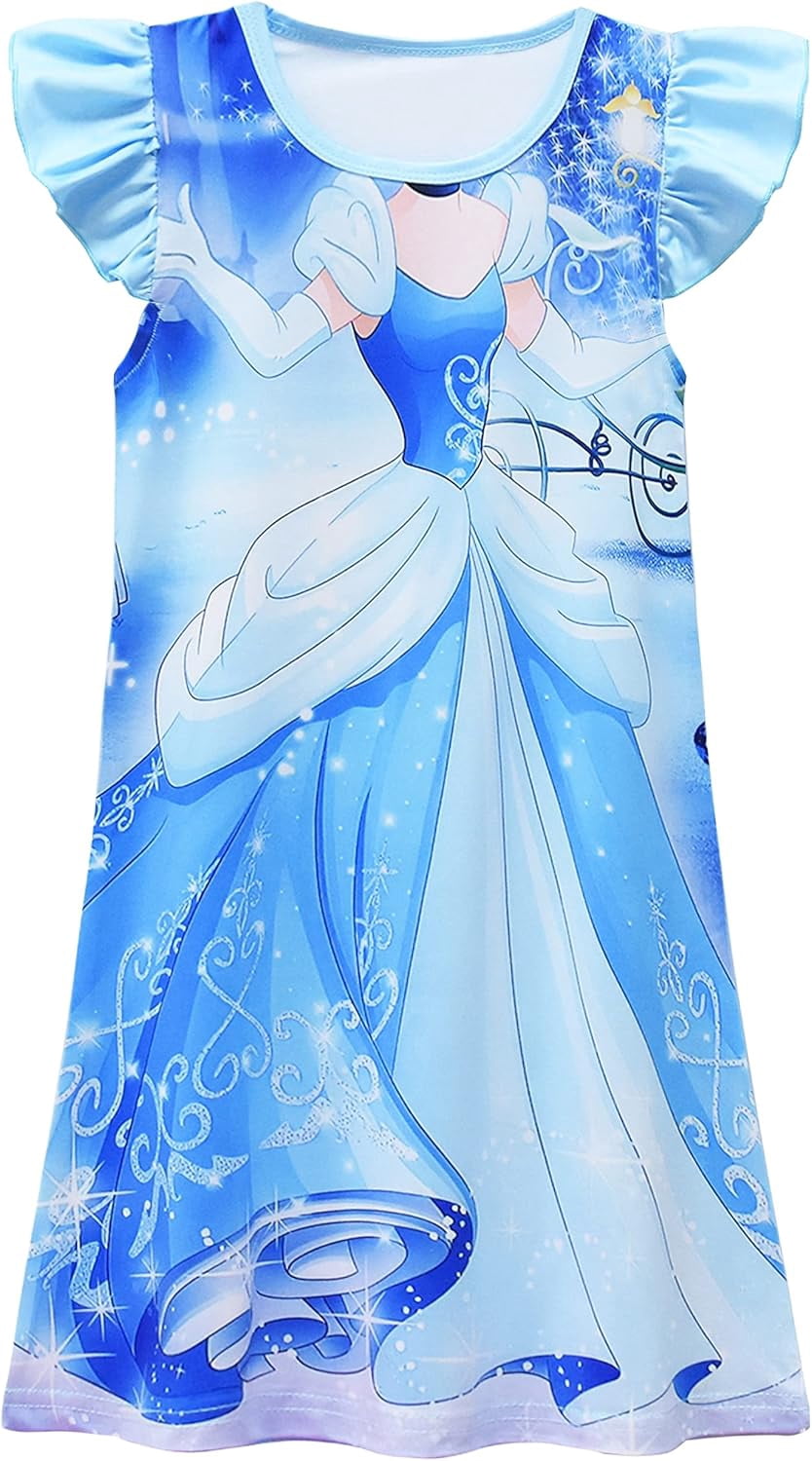 Little Girls Princess Pajamas Nightwear Girls Cartoon Printed Nightgown ...