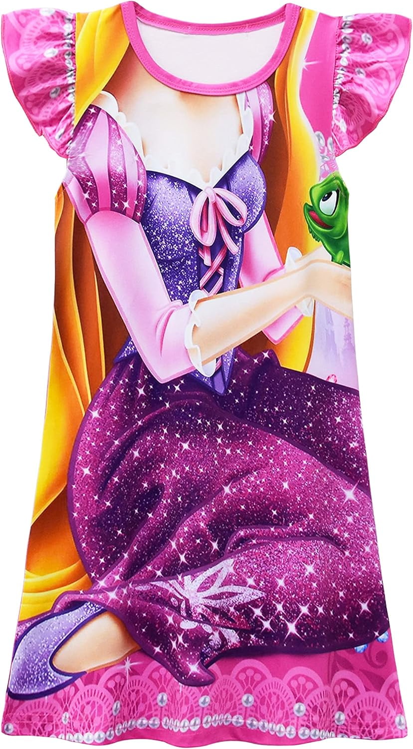 Little Girls Princess Pajamas Nightwear Girls Cartoon Printed Nightgown ...