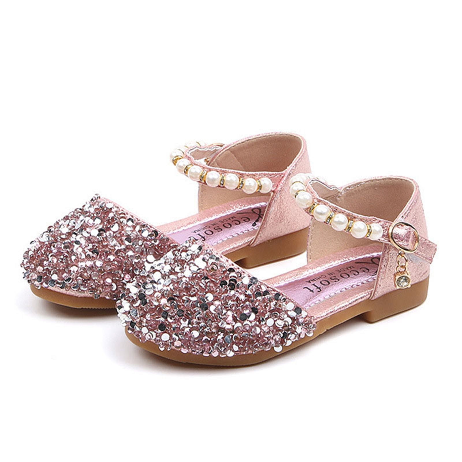 Little Girls Princess Shoes, Toddler Girls Kids Sequins Faux Pearl ...