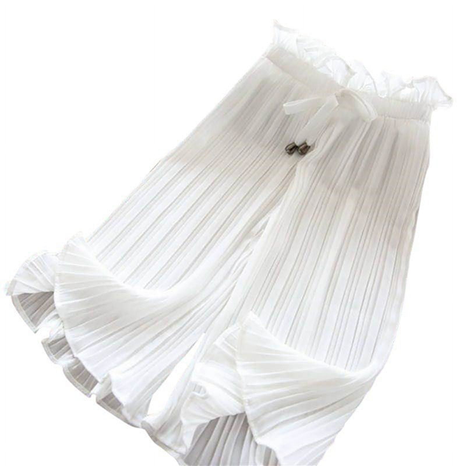 Little Girls Ribbon Tie Chiffon Loose Pleated Wide Leg Palazzo Pants ...