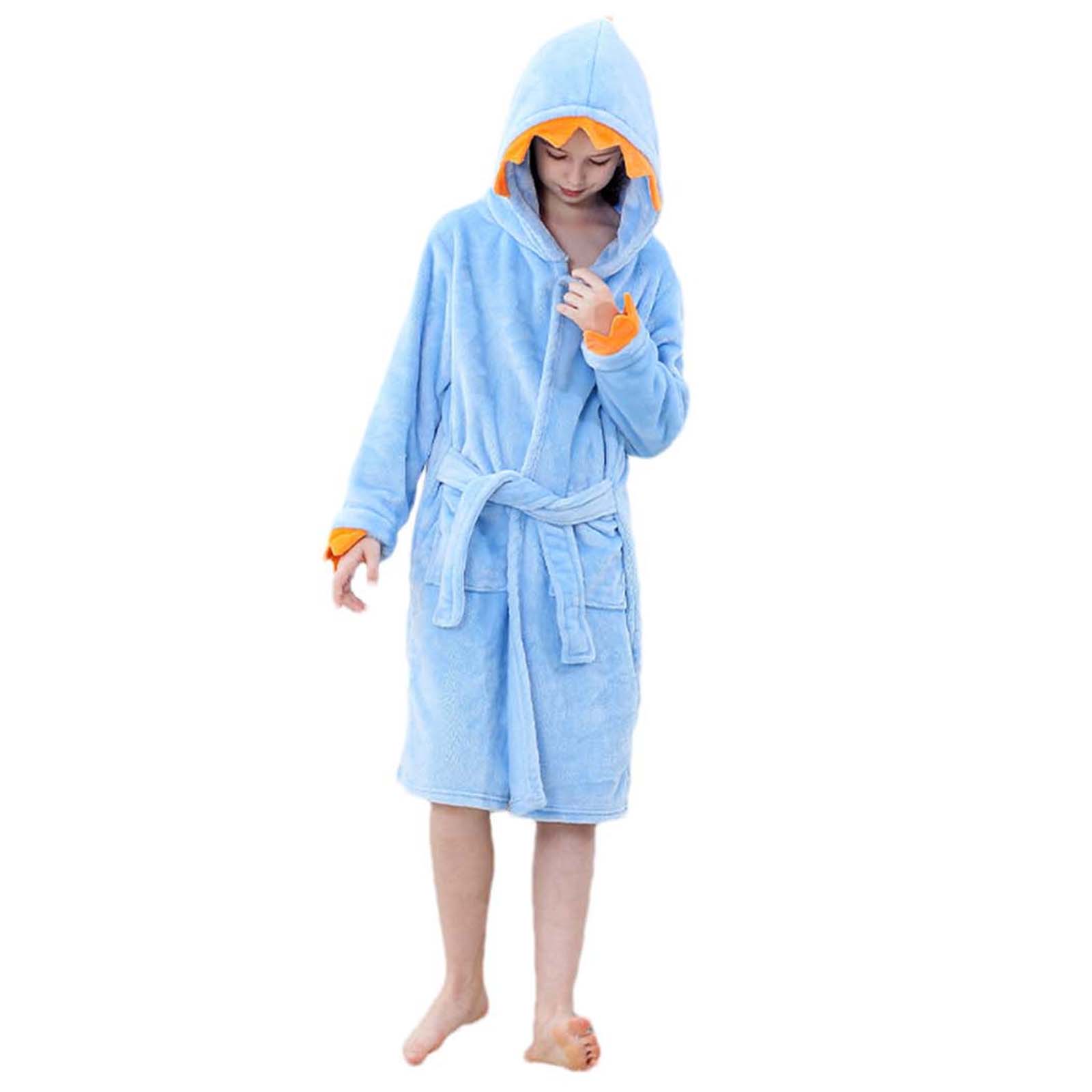 Little Girls Robe Flannel Hooded Bathrobe Soft Fleece Sleepwear Pajamas ...