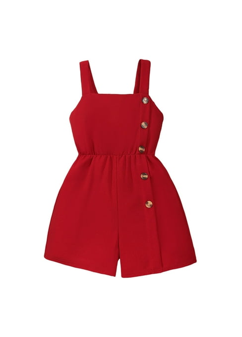 Bagilaanoe Toddler Baby Girl Denim Jumpsuit Sleeveless V-neck Romper ...