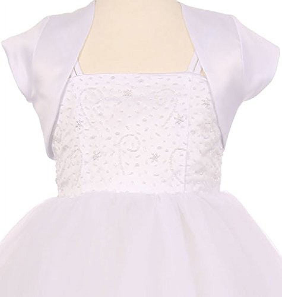 Little Girls Satin Short Flower Girl Bolero Jacket Cover White 2 (K35D5 ...