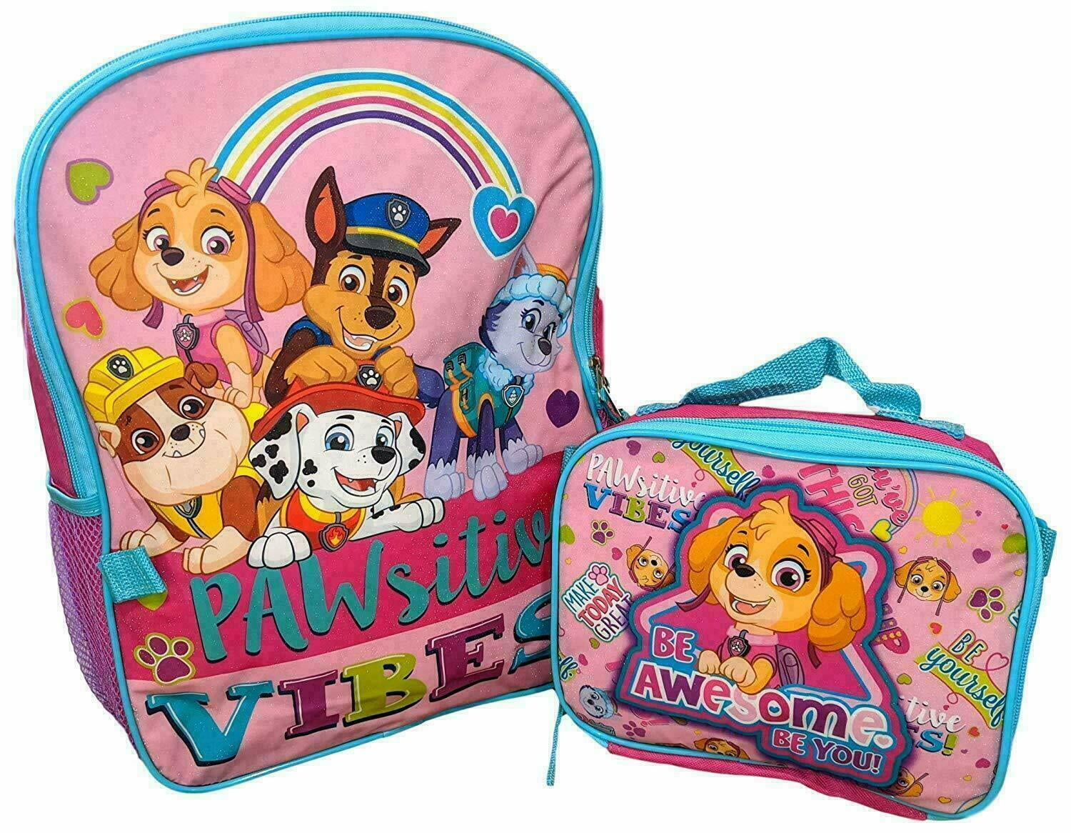Little Girls School Backpack Lunch box Set Large Cartoon Book Bag Kids ...