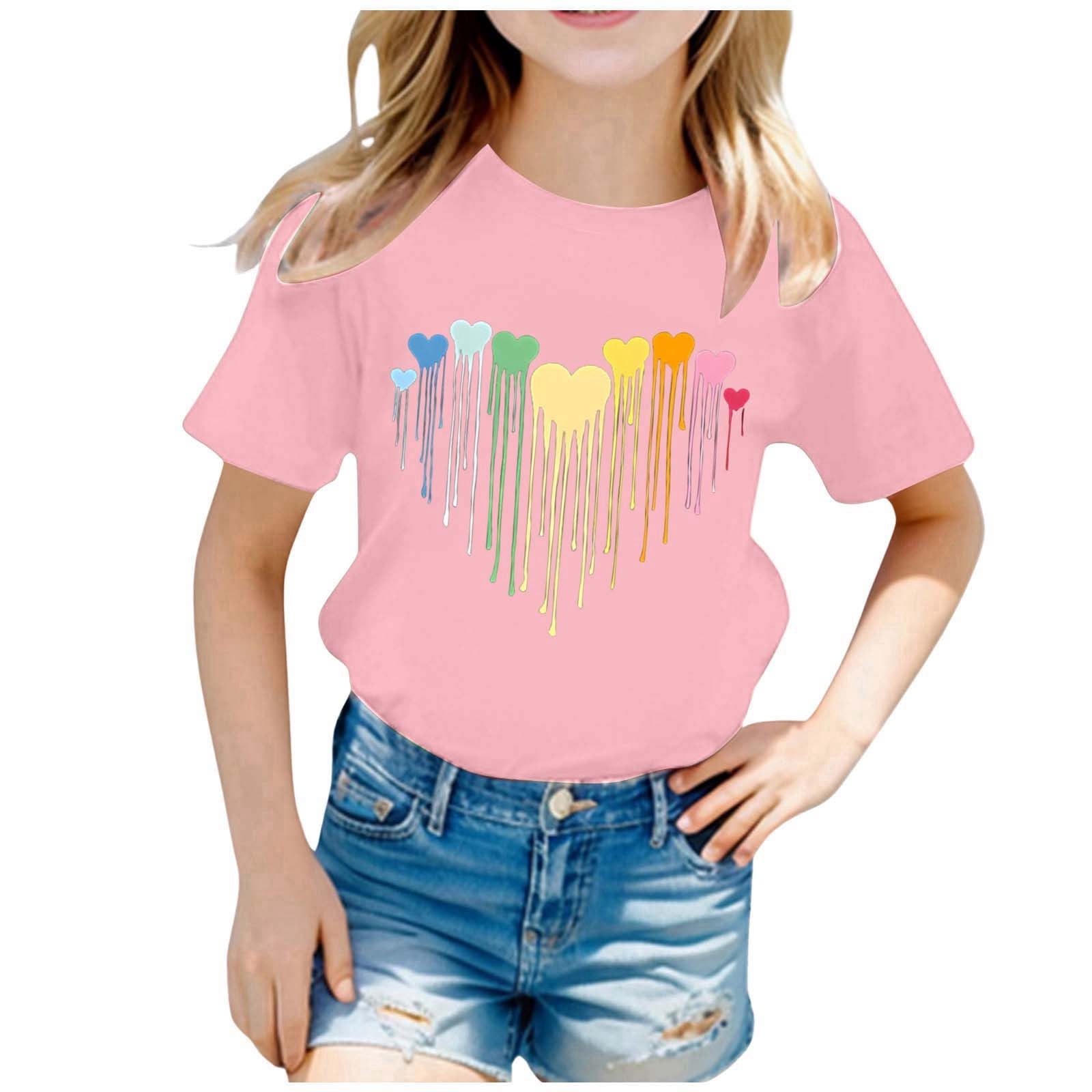 Aihuaihua Little Girls Shirts Crew Neck Short-Sleeve T-Shirt Tops ...