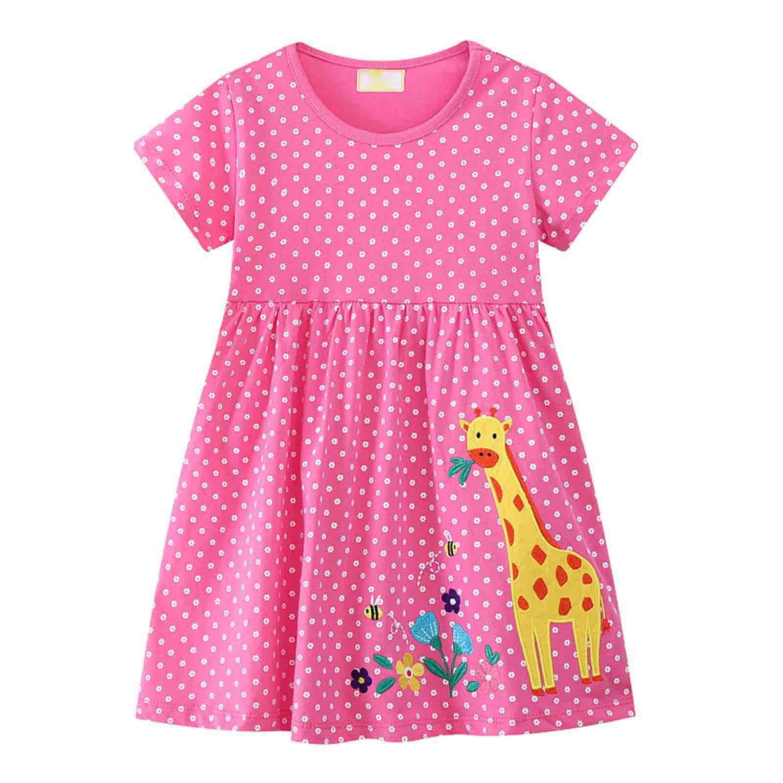Little Girls Short Sleeve Dresses Cute Prints Shirt Dress Summer ...