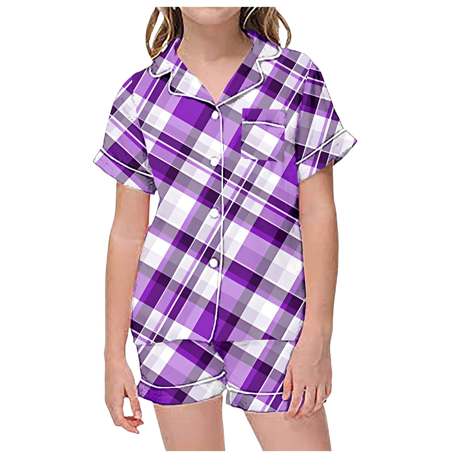 Little Girls Silk Pajamas Set Girl Print Short Set Girls Button Down ...