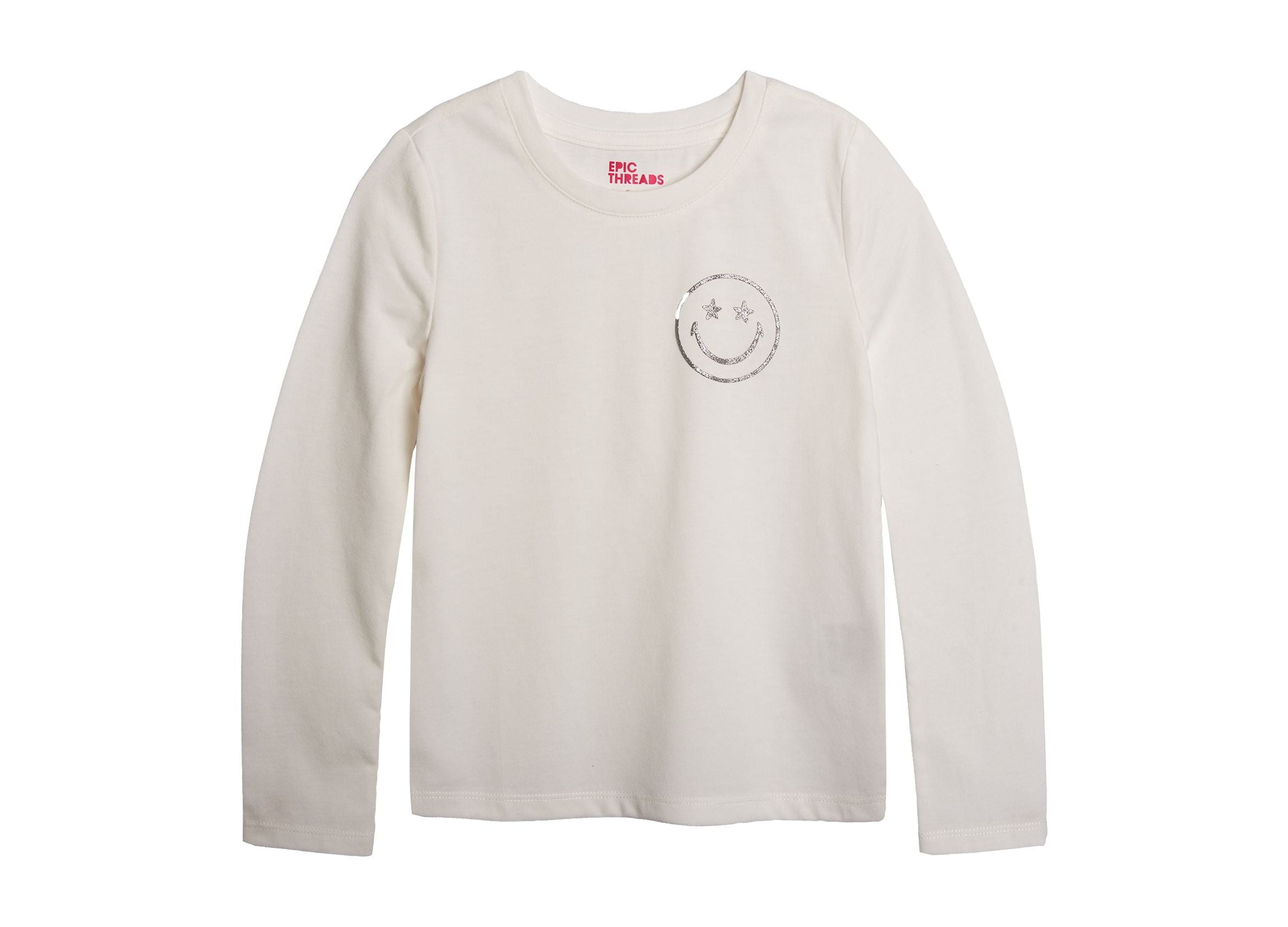 Little Girls Smiley Face Graphic T-Shirt Angel White 5 - Walmart.com