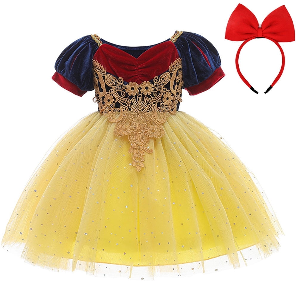 Little Girls Snow Princess Dress Puff Sleeves Birthday Dress up 1-7T ...