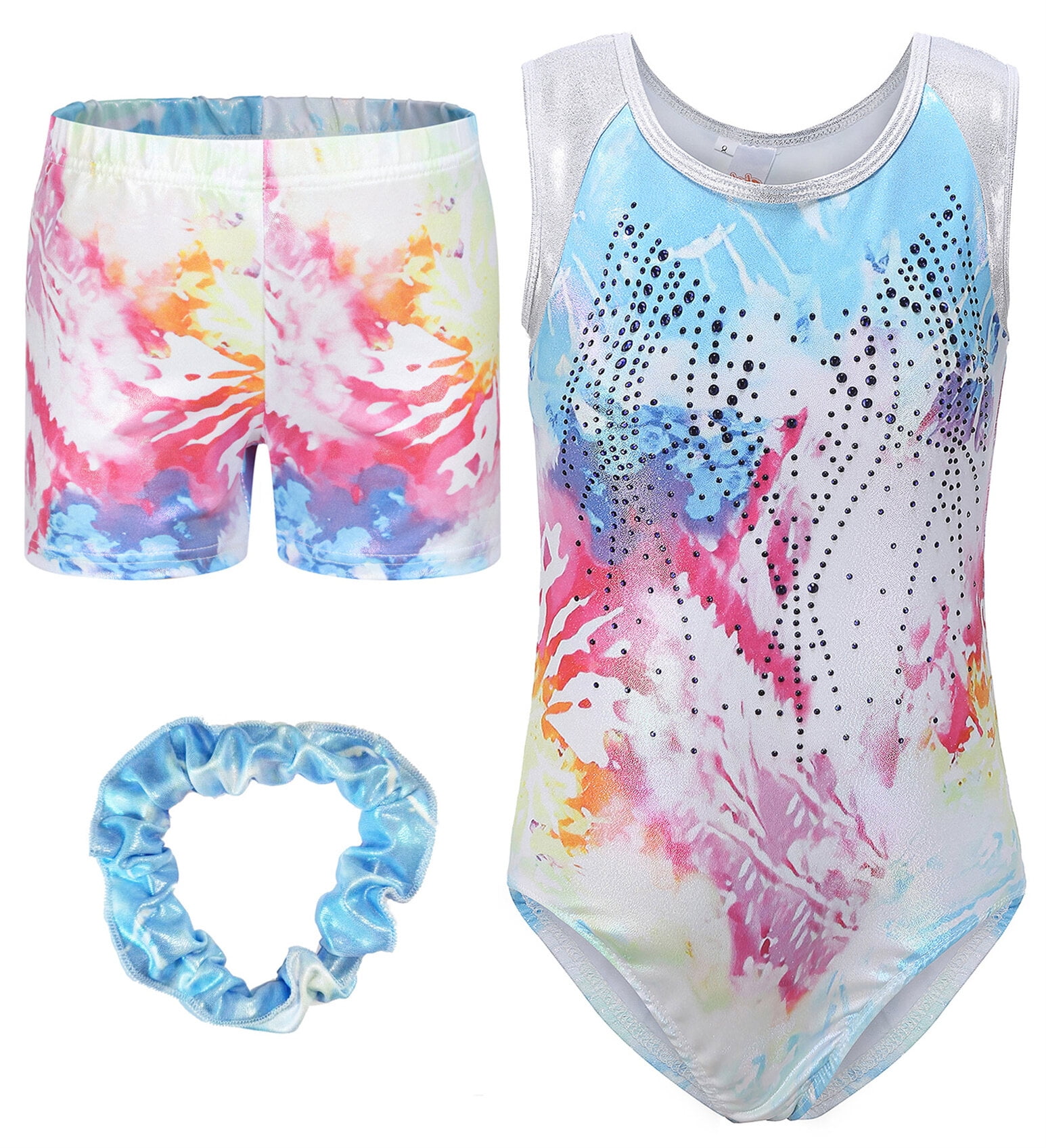 Little Girls Sparkly Dance Unitards Biketards Gymnastics Leotards Set ...