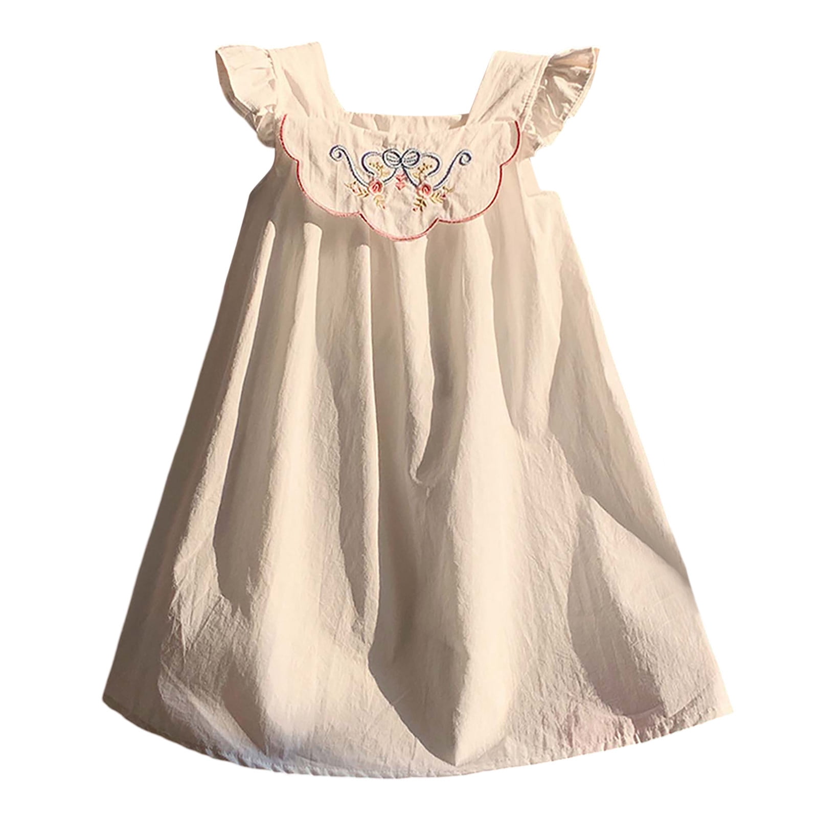Little Girls Spring Dress Floral Embroidered Sleeveless Kids Graduation ...