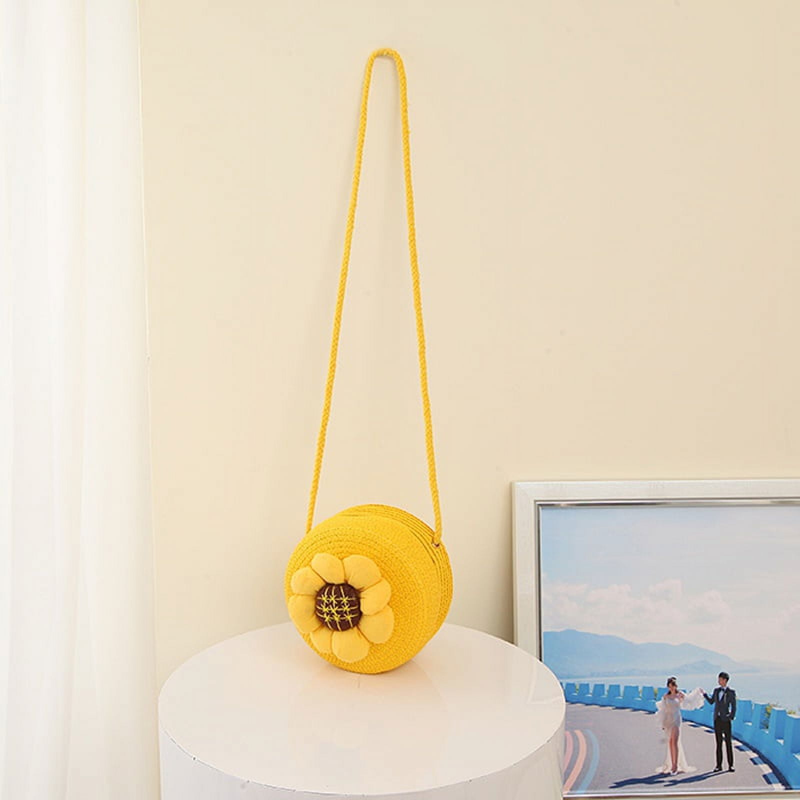 Little Girls Straw Purses Sunflower Straw Shoulder Crossbody Bag Straw ...