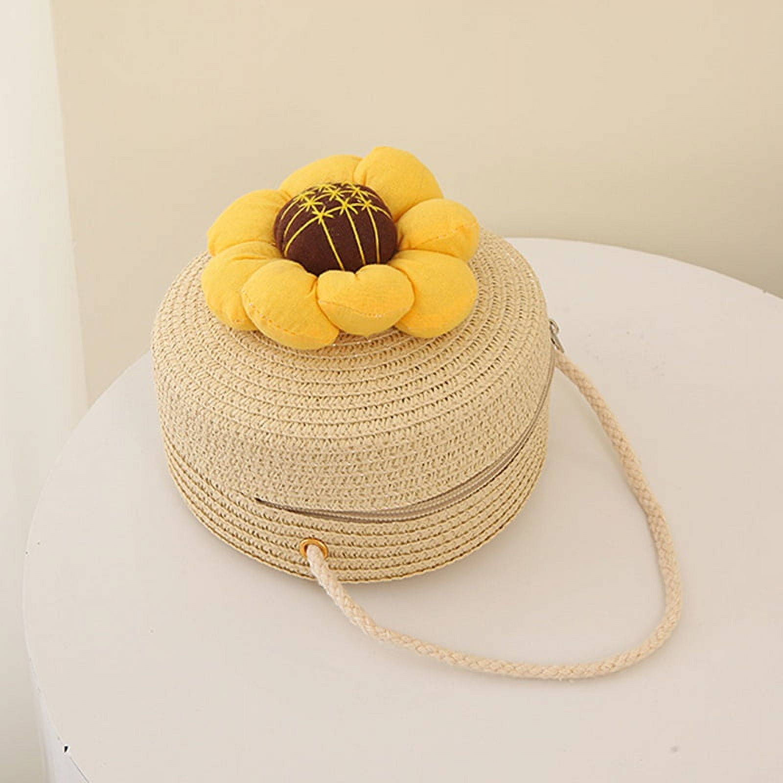 Little Girls Straw Purses Sunflower Straw Shoulder Crossbody Bag Straw ...
