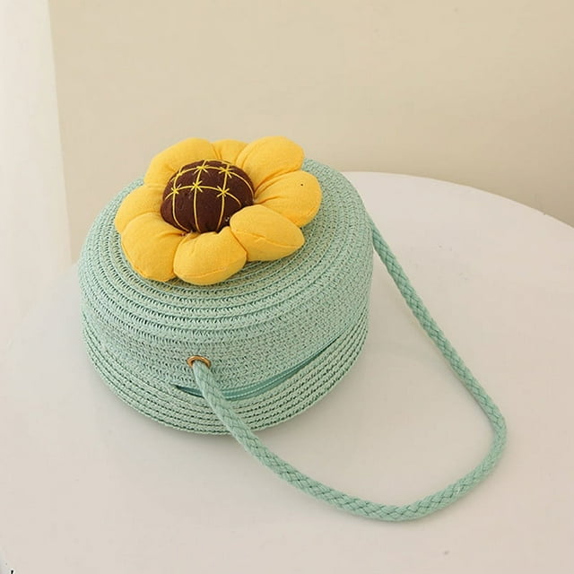 Little Girls Straw Purses Sunflower Straw Shoulder Crossbody Bag Straw ...