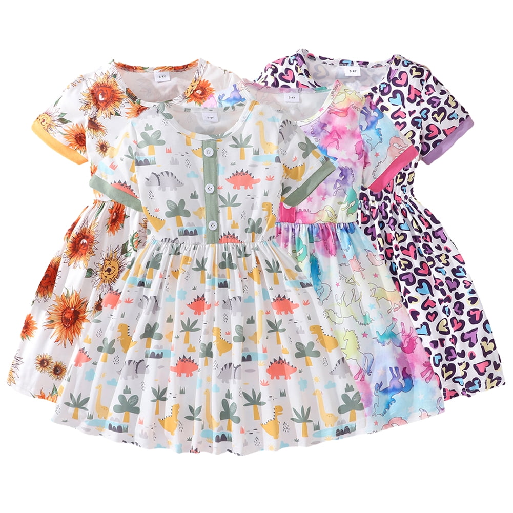 Little Girls Summer Baby Dresses Kids Casual Princess Sundress Tutu Skirt Short Sleeve Fashion ...