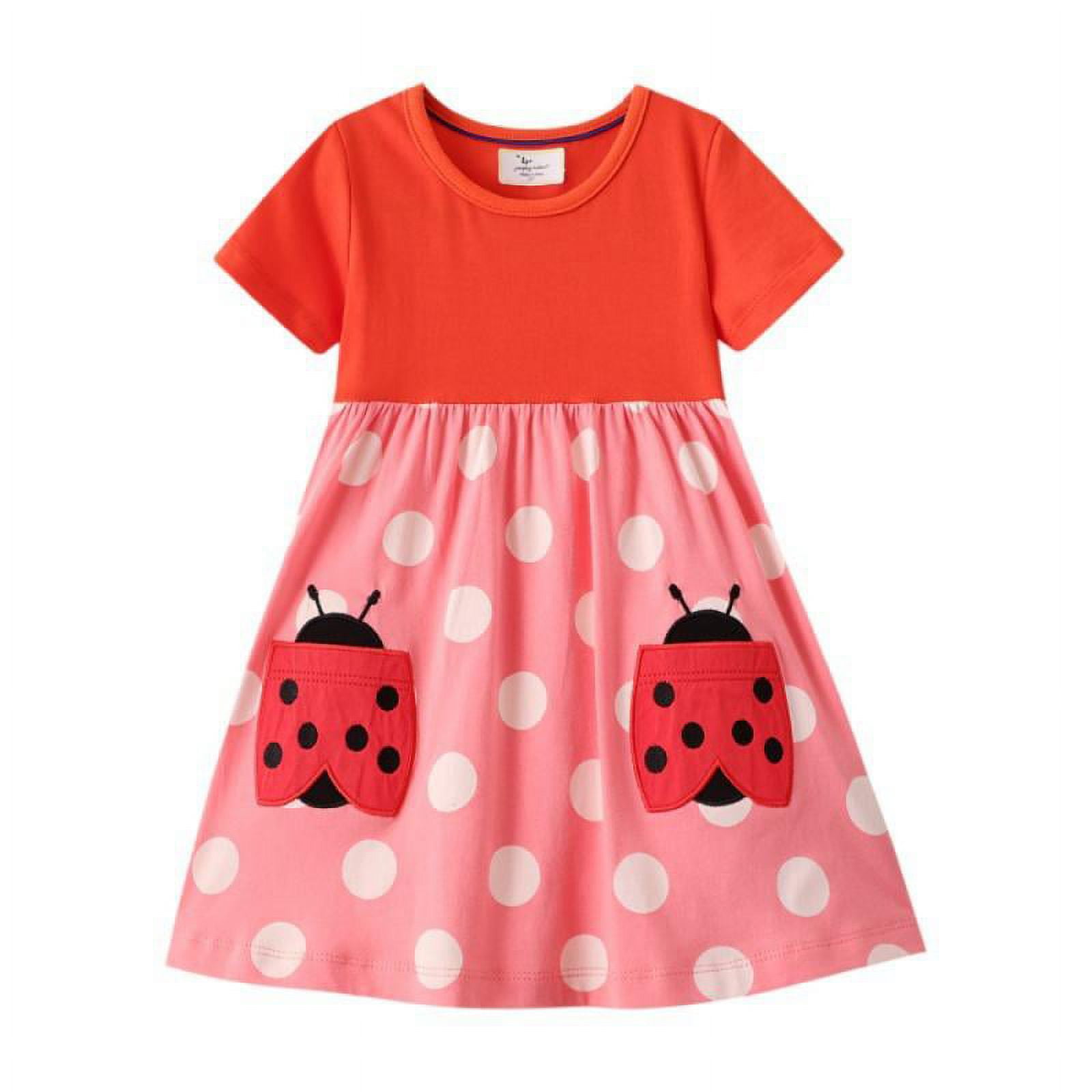 Little Girls Summer Casual Dress Cartoon Print Short Sleeve Skirt ...