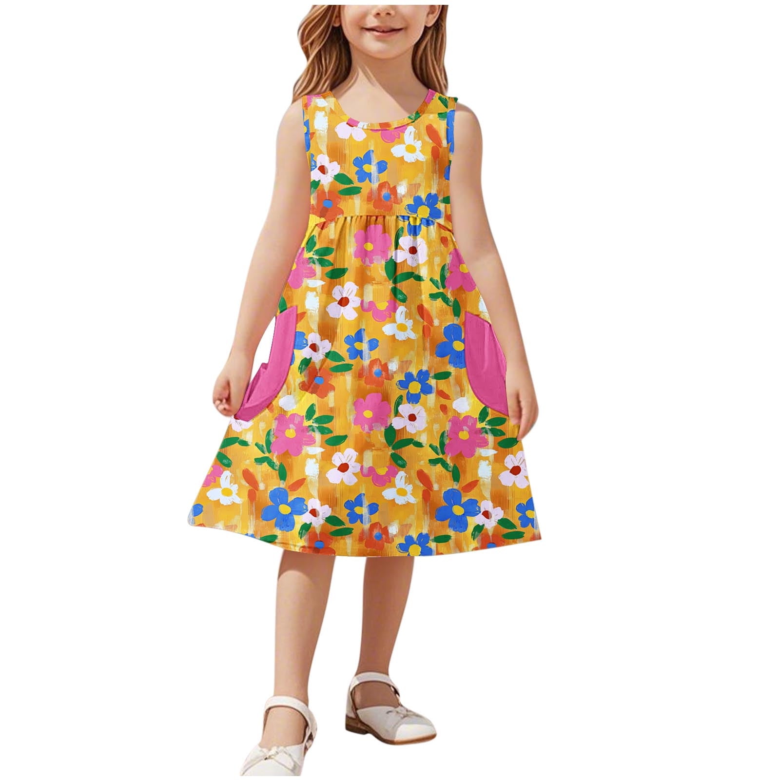 Little Girls Summer Dresses Cute Floral Printed Boho Beach Sundress ...