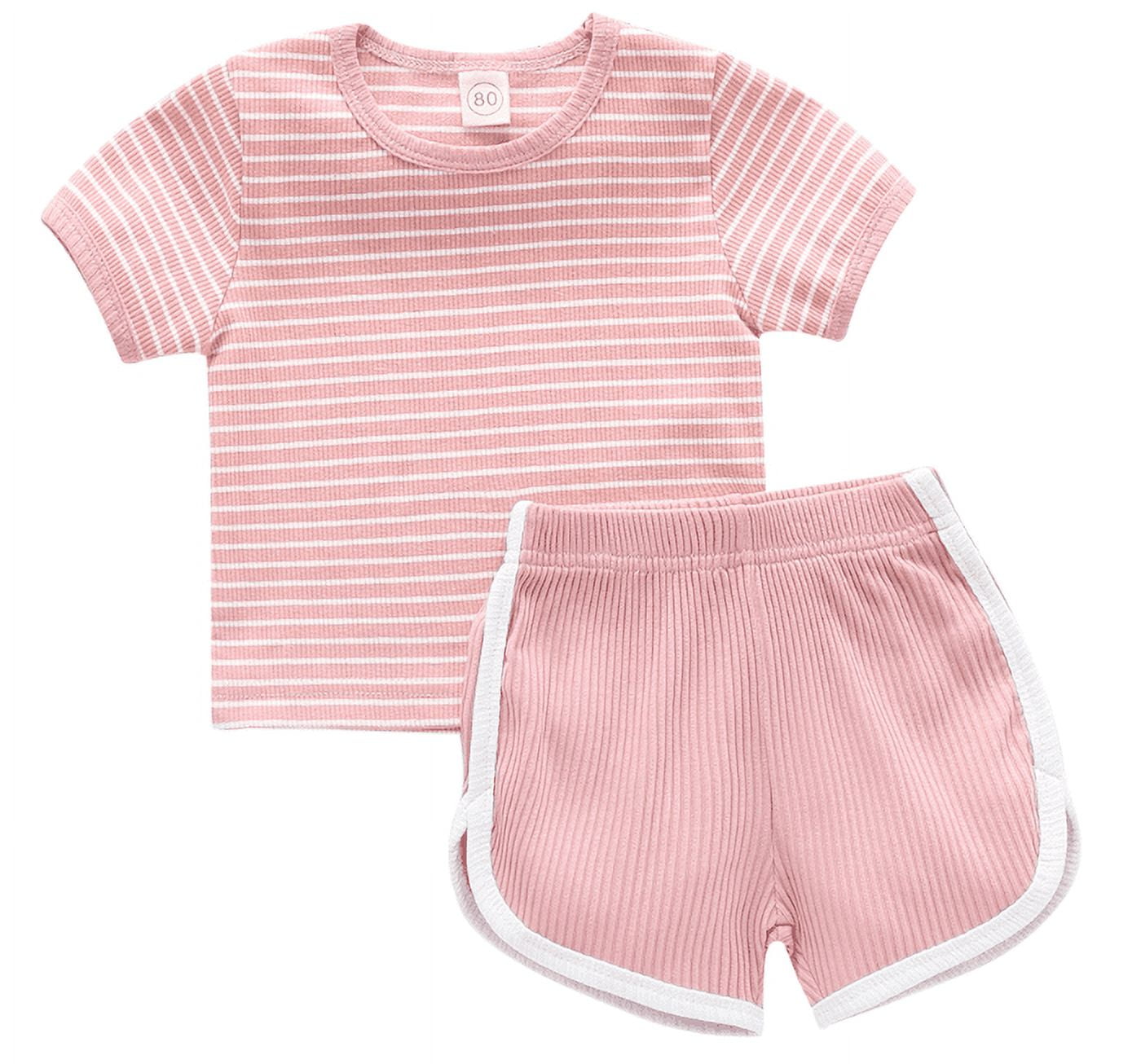 Little Girls Summer Short Round Neck Loose Striped Top Short Patchwork ...