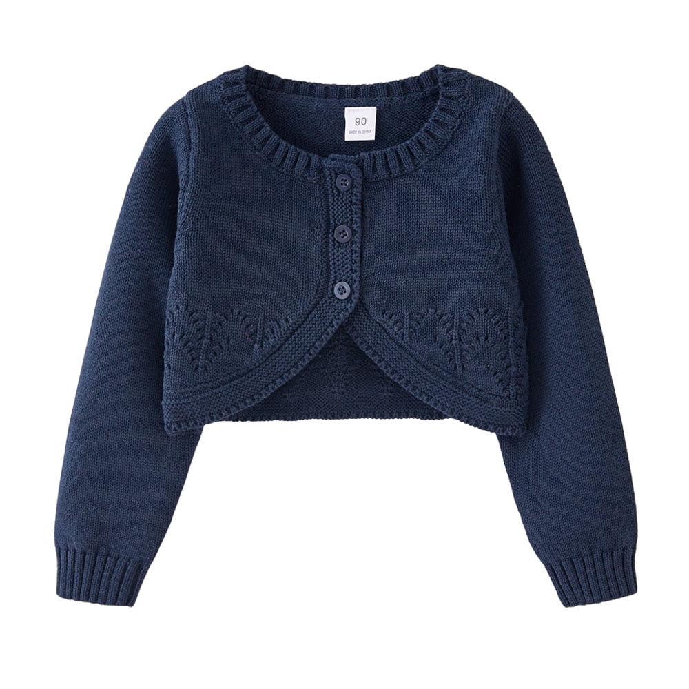 Little Girls Sweaters Shrug Cardigan Kid Long Sleeve Button Knit Shrug ...