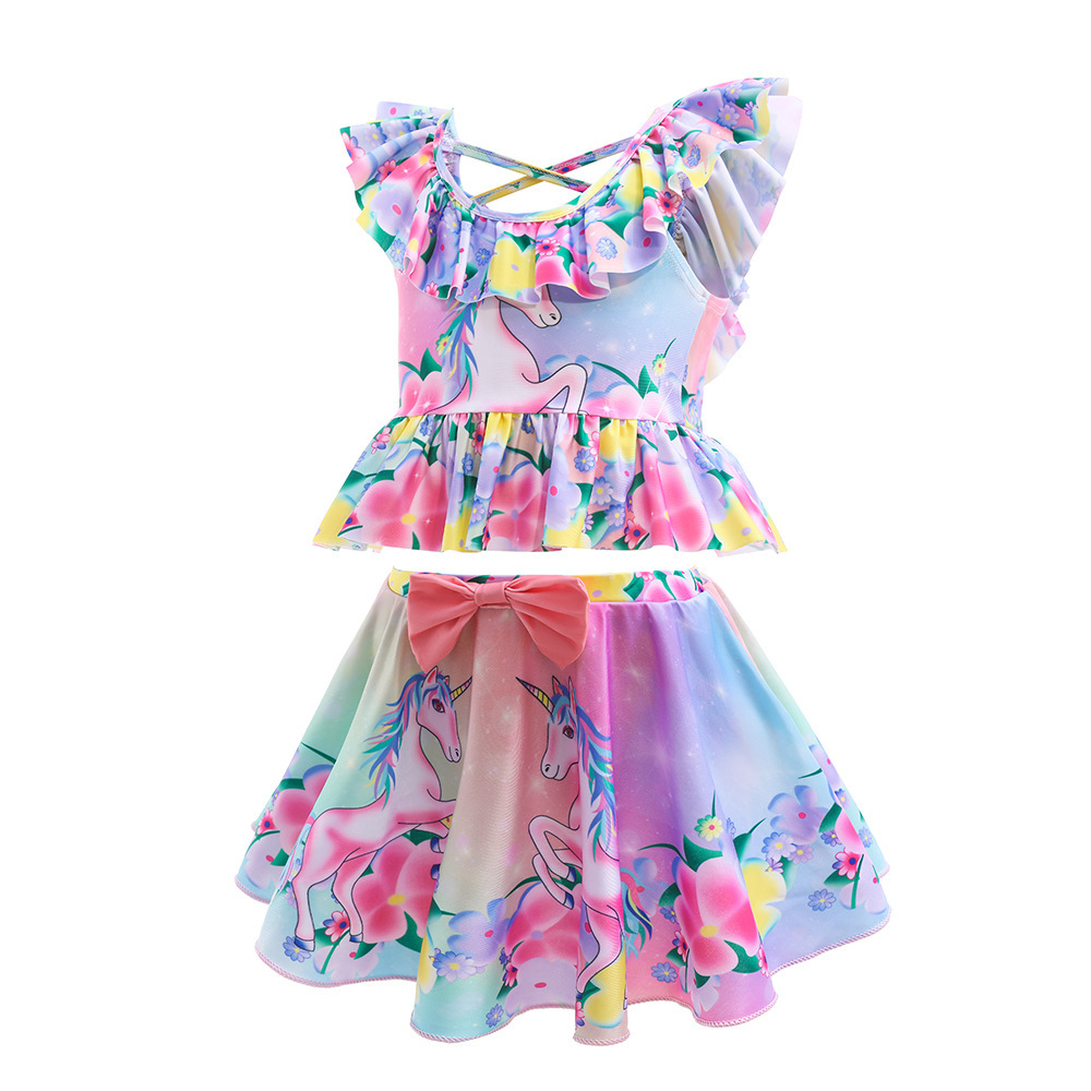 Little Girls Swimsuit Princess Costume Swimwear 2PC Strap Tankini Set ...