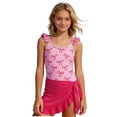 Little Girls Swimsuit Set One-Piece With Bow And Skirt Style For Kids ...