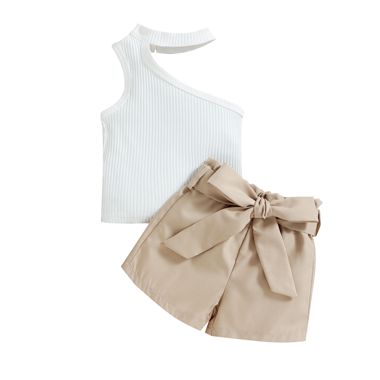 Little Girls Three Pieces Clothes Outfit, Halterneck Oblique Shoulder ...