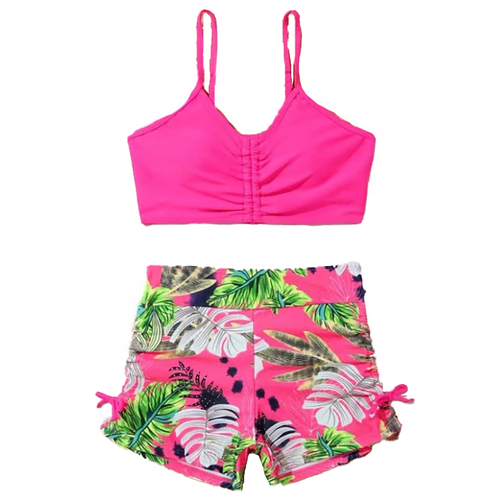 Little Girls Two-Piece Swimsuit Bikini Set Swimwear Hot Pink,8-9T Girls ...