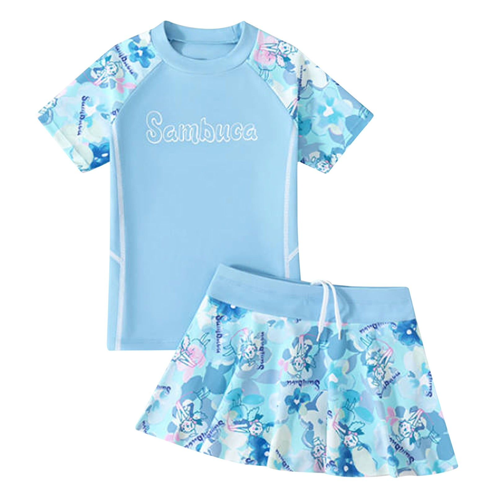 Little Girls Two-Piece Swimsuit Bikini Set Swimwear Light Blue,7-8T 2 ...