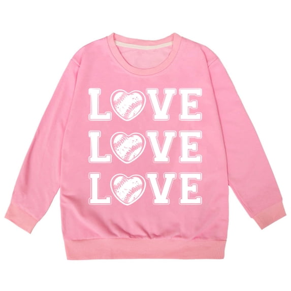 Little Girls Valentine'S Day Heart Print Long Sleeve Crewneck ...