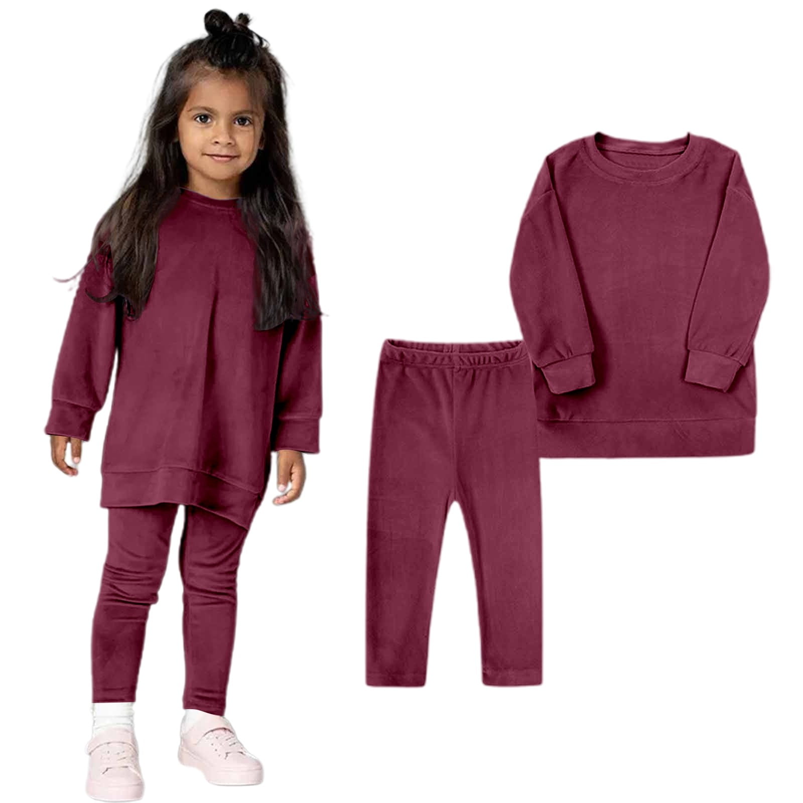 Little Girls Velvet Two Piece Set For Girls Autumn Winter Casual Outfit ...