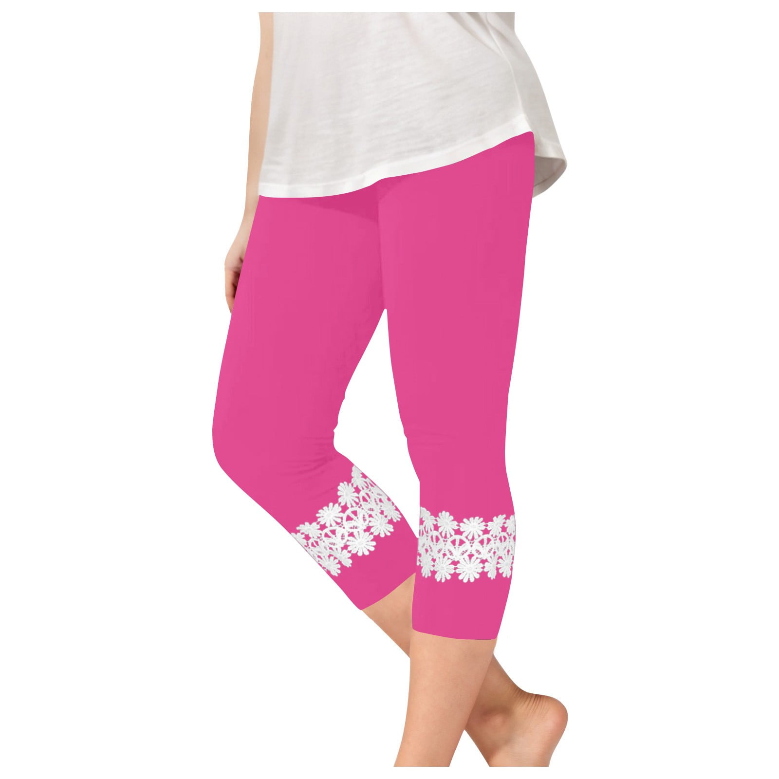 Little Girls Yoga Pants With Lace Trim Stretchy Casual Capris School ...