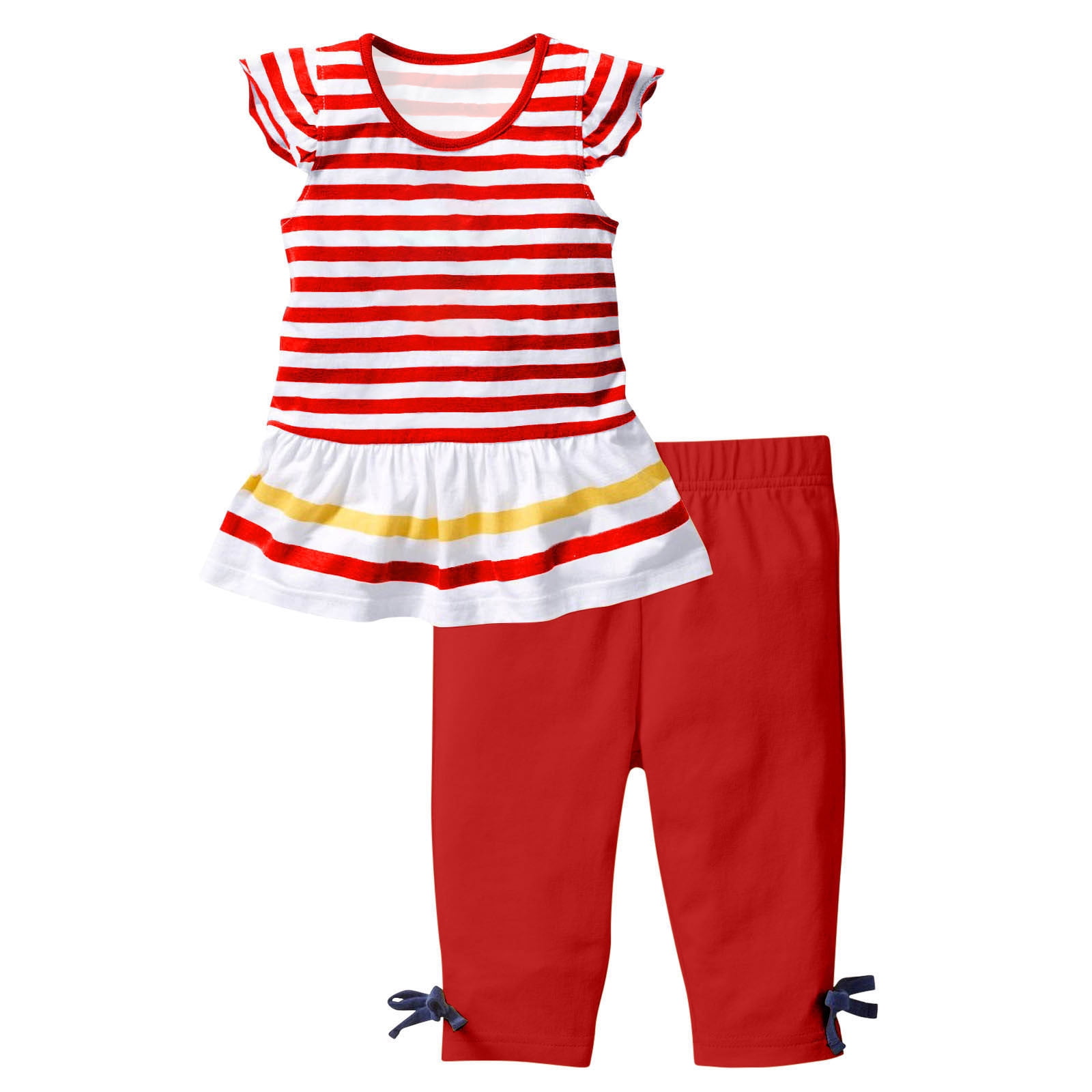 Little Girls cute Outfits Ruffle Sleeve Tops and Capris Legging ...