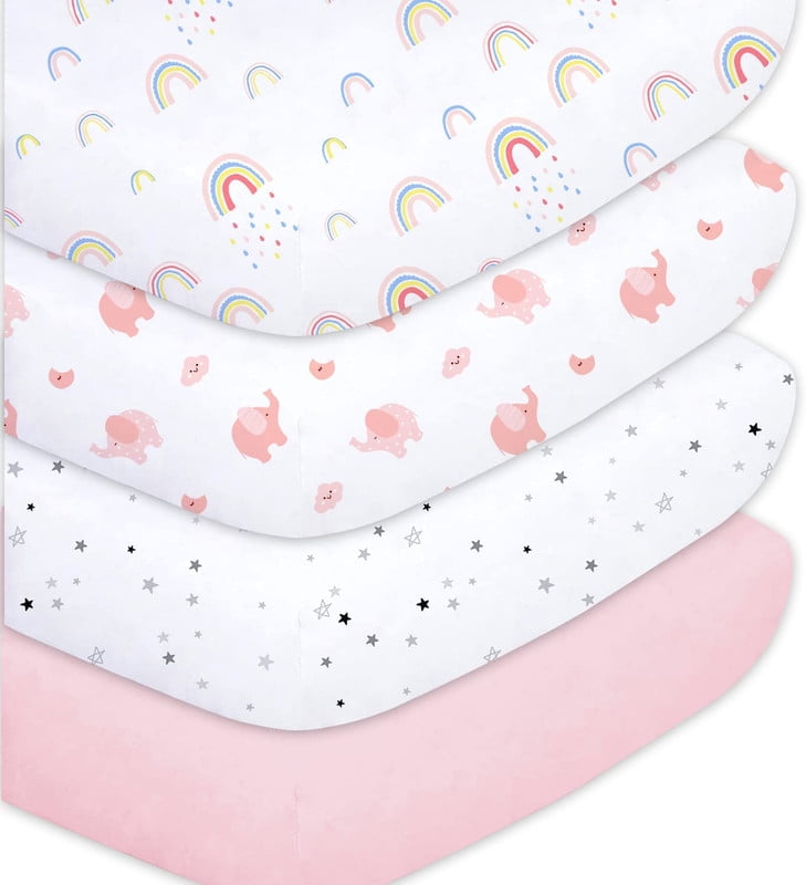 Little Grape Land Crib Sheets for Baby Girls 4 Pack, 28"x 52" Extra ...