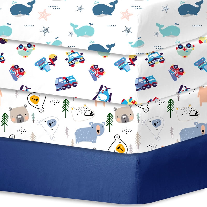 Little Grape Land Crib Sheets for Baby Boys 4 Pack, 28"x 52" Extra Soft ...