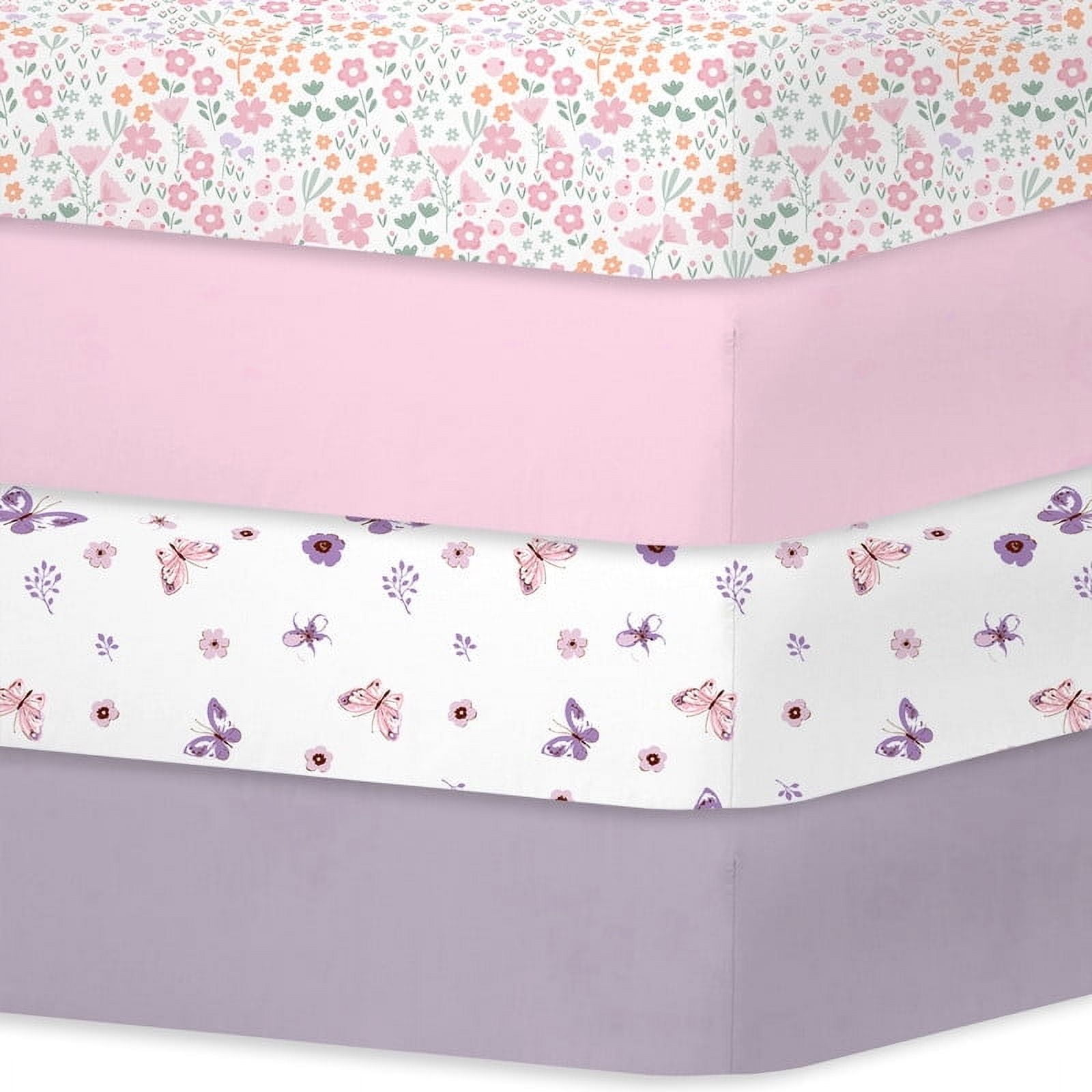 Little Grape Land Crib Sheets for Baby Girls 4 Pack, 28"x 52" Extra ...