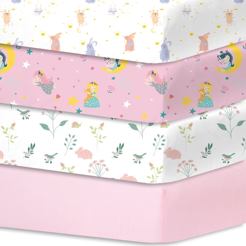 Little Grape Land Crib Sheets for Baby Girls 4 Pack, 28"x 52" Extra ...