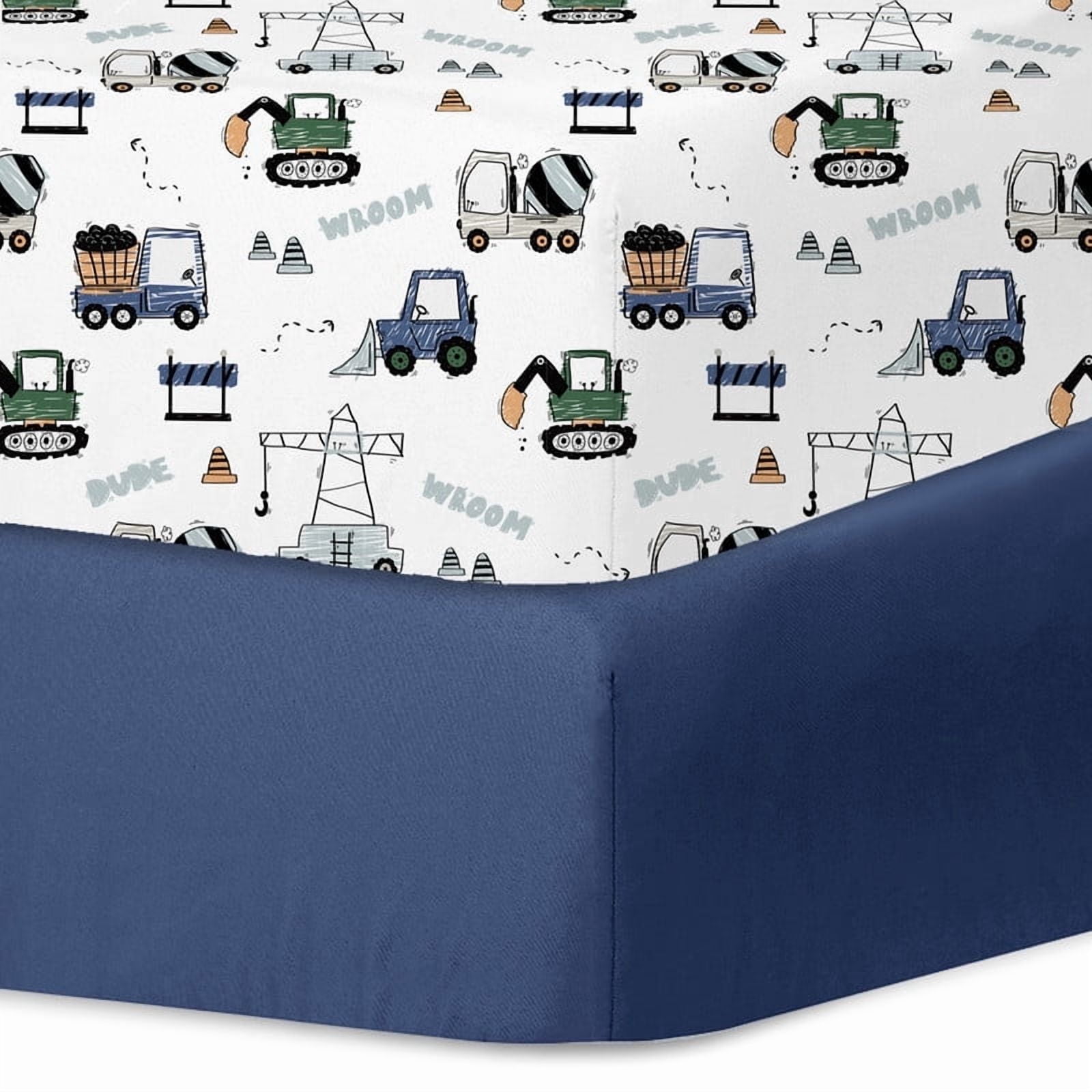 Little Grape Land Fitted Crib Sheets 2 Pack for Toddler Boys, Trucks ...