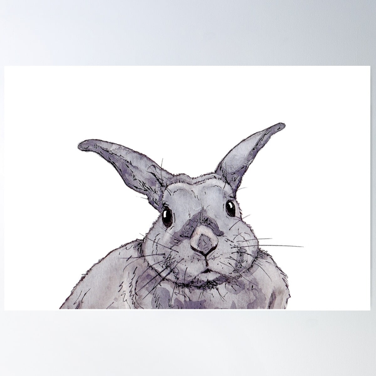 Little Gray Bunny Rabbit Poster Wall Art, Modern Wall Decor For Living ...