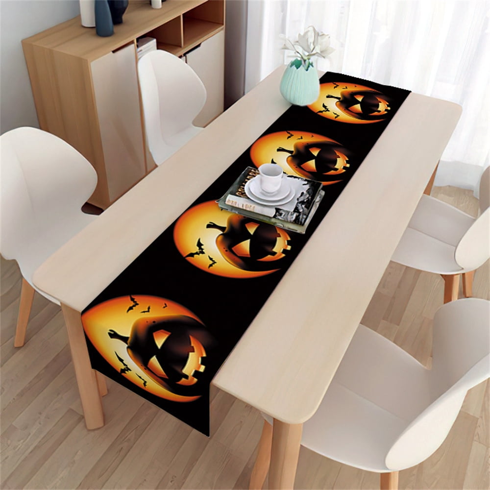Little Halloween table Flag Moon Castle Table Runner Thanksgiving Jack-o '-Lantern Holiday party ...