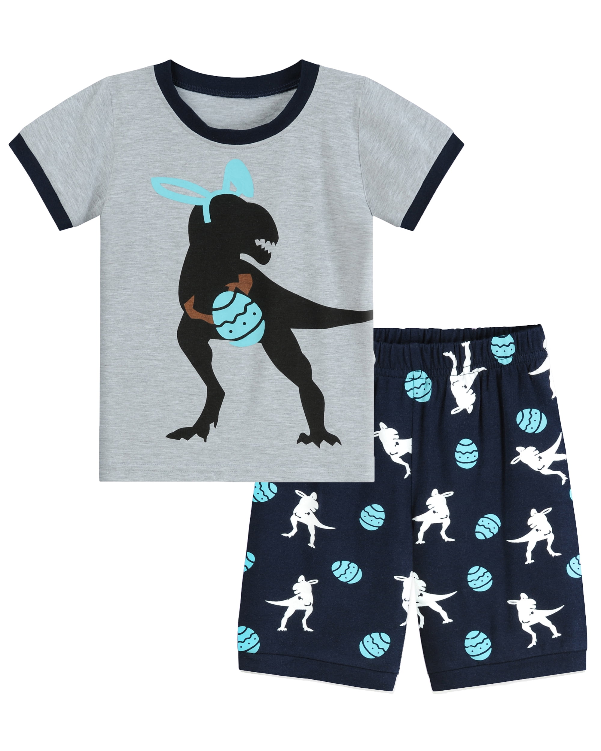 FEDPOP Boys Summer Pajamas Easter Boy Jammies Dinosaur Summer Short Set ...