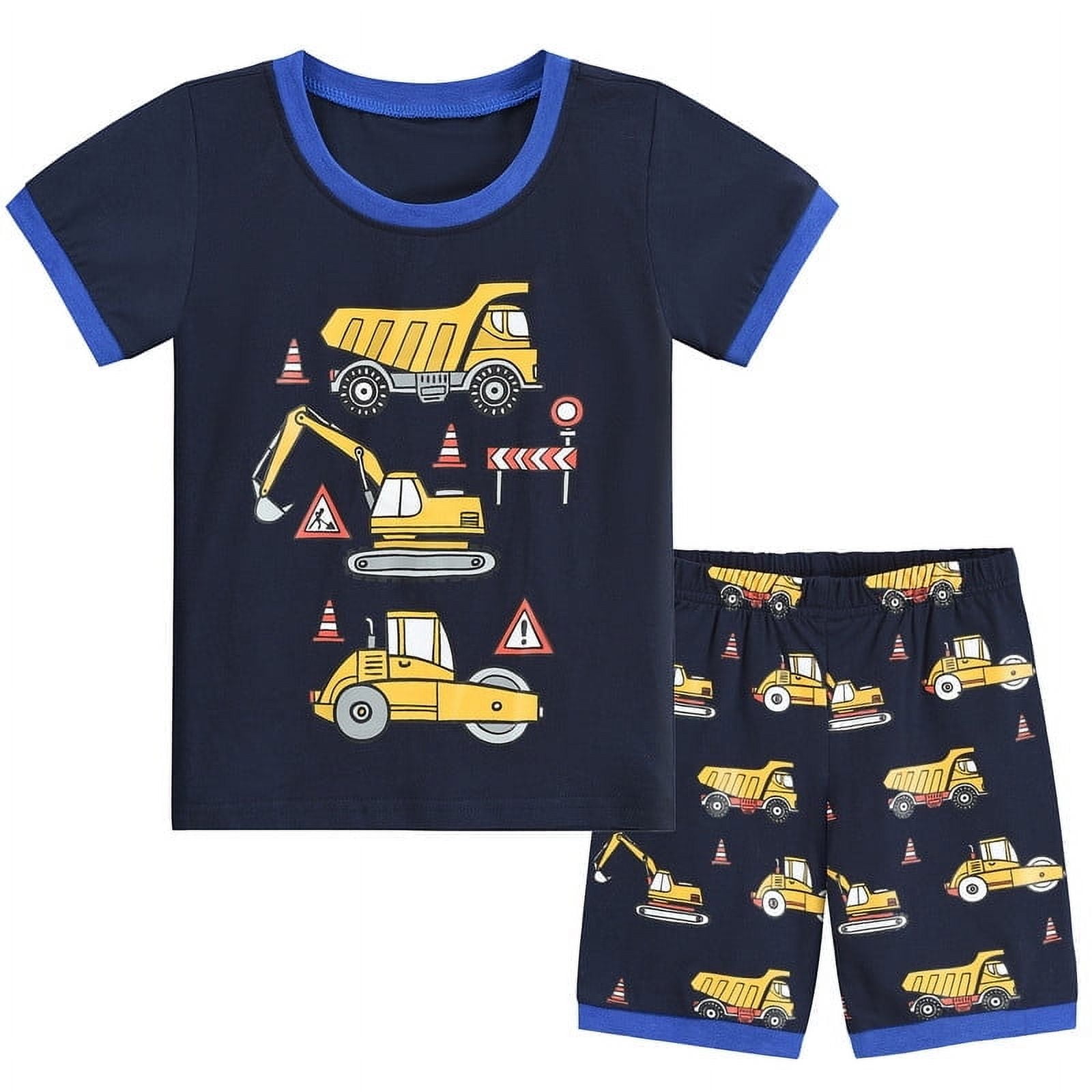 Little Hand Toddler Boys Pajamas Summershort Sets Excavator 100% Cotton ...