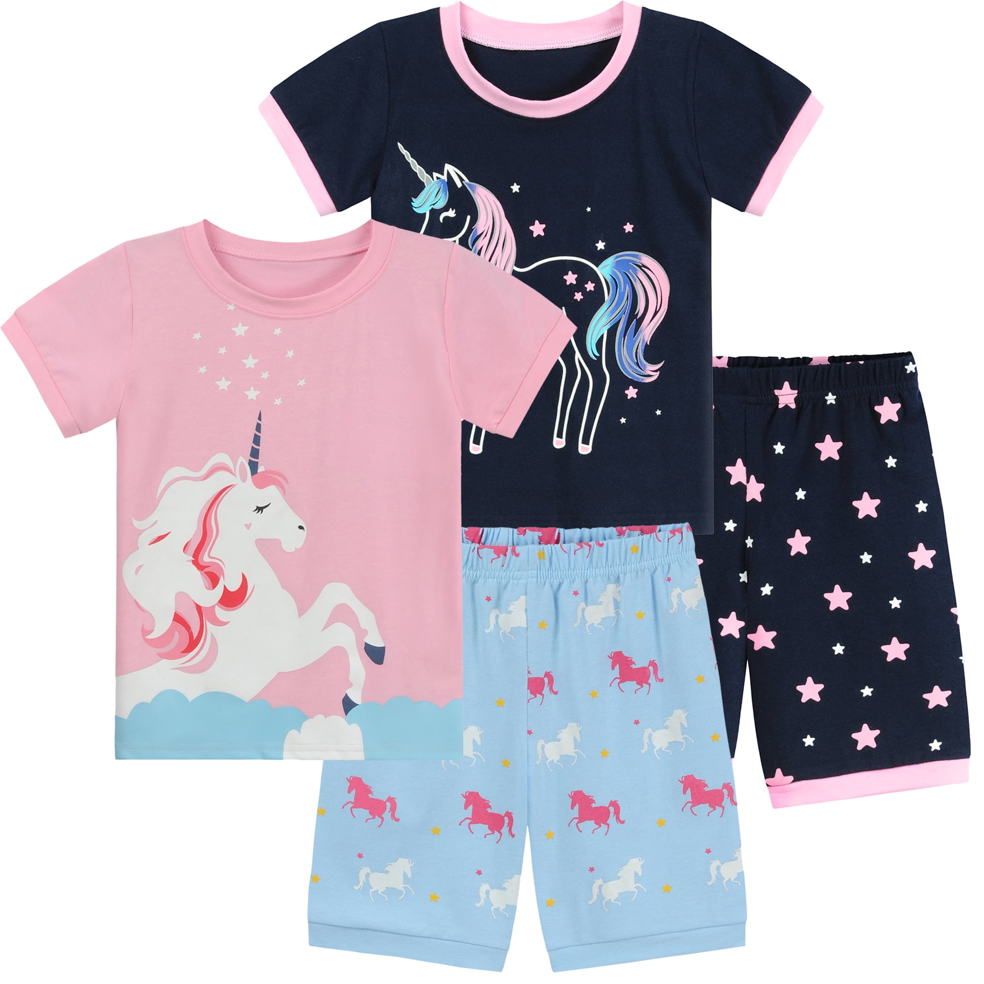 FEDPOP Girl Pajama Set Unicorn Short Sleepwear Pajamas Cotton Pjs 6T ...