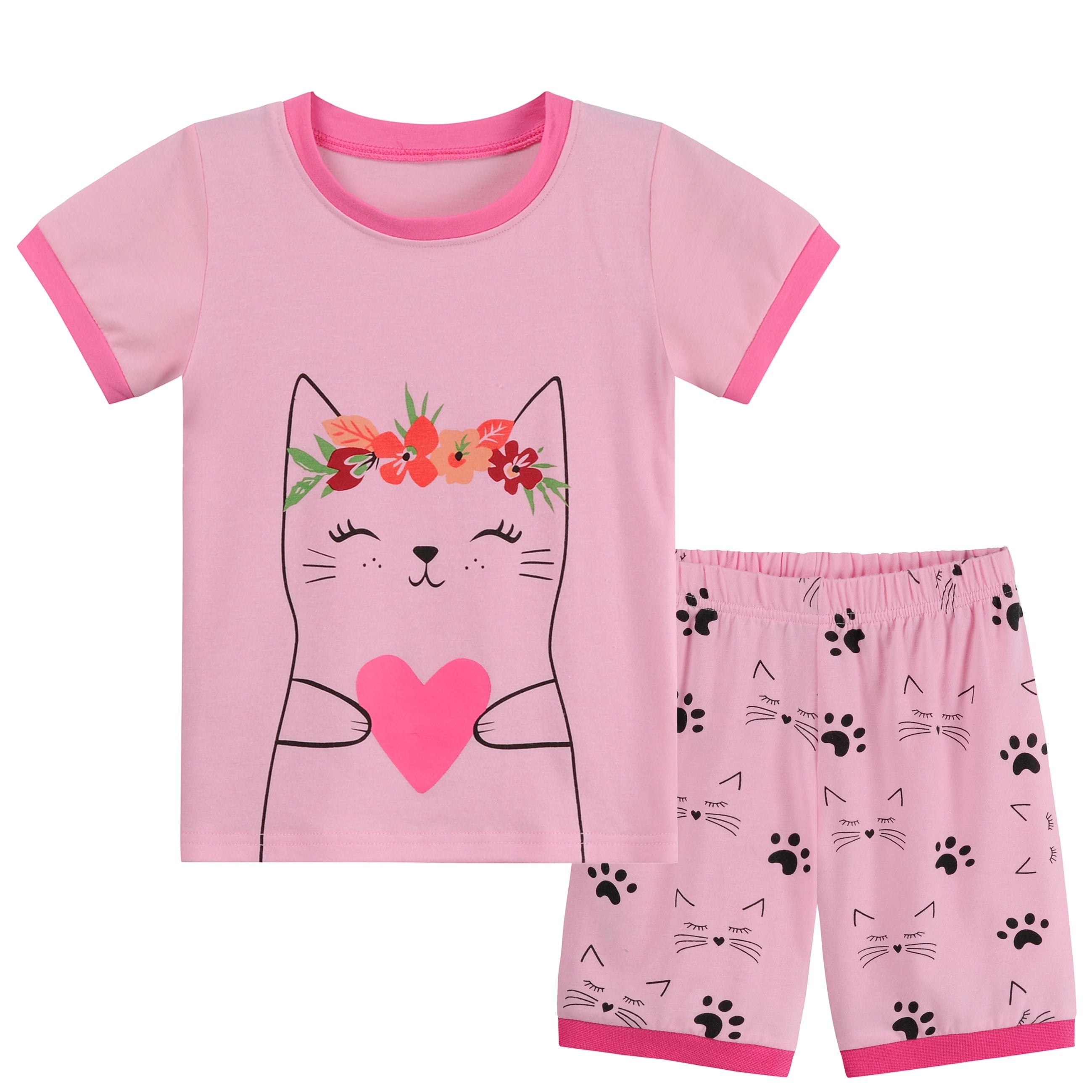 Little Hand Girls Summer Pajamas Set 2 Pieces 100% Cotton Sleepwear ...