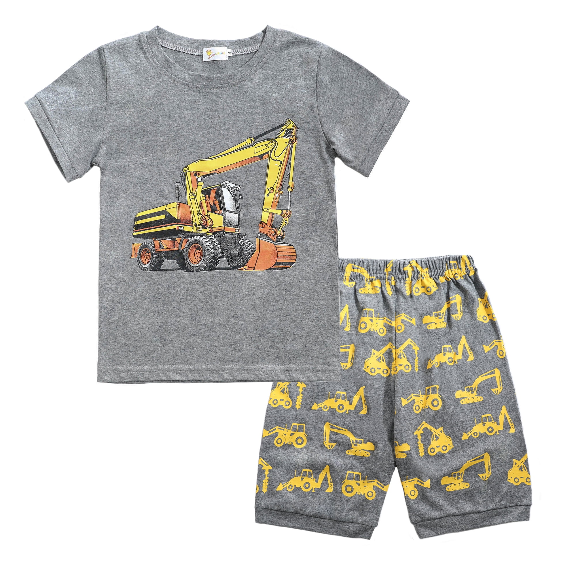 Little Hand Kids Construction Pajama Set, Toddler Boy Excavator Short ...
