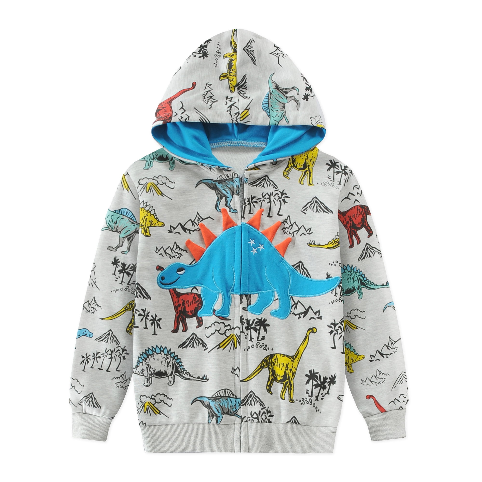 FEDPOP Toddler Boy Hoodies Dinosaur Zipper Hoodie Sweatshirt Jacket 5T ...