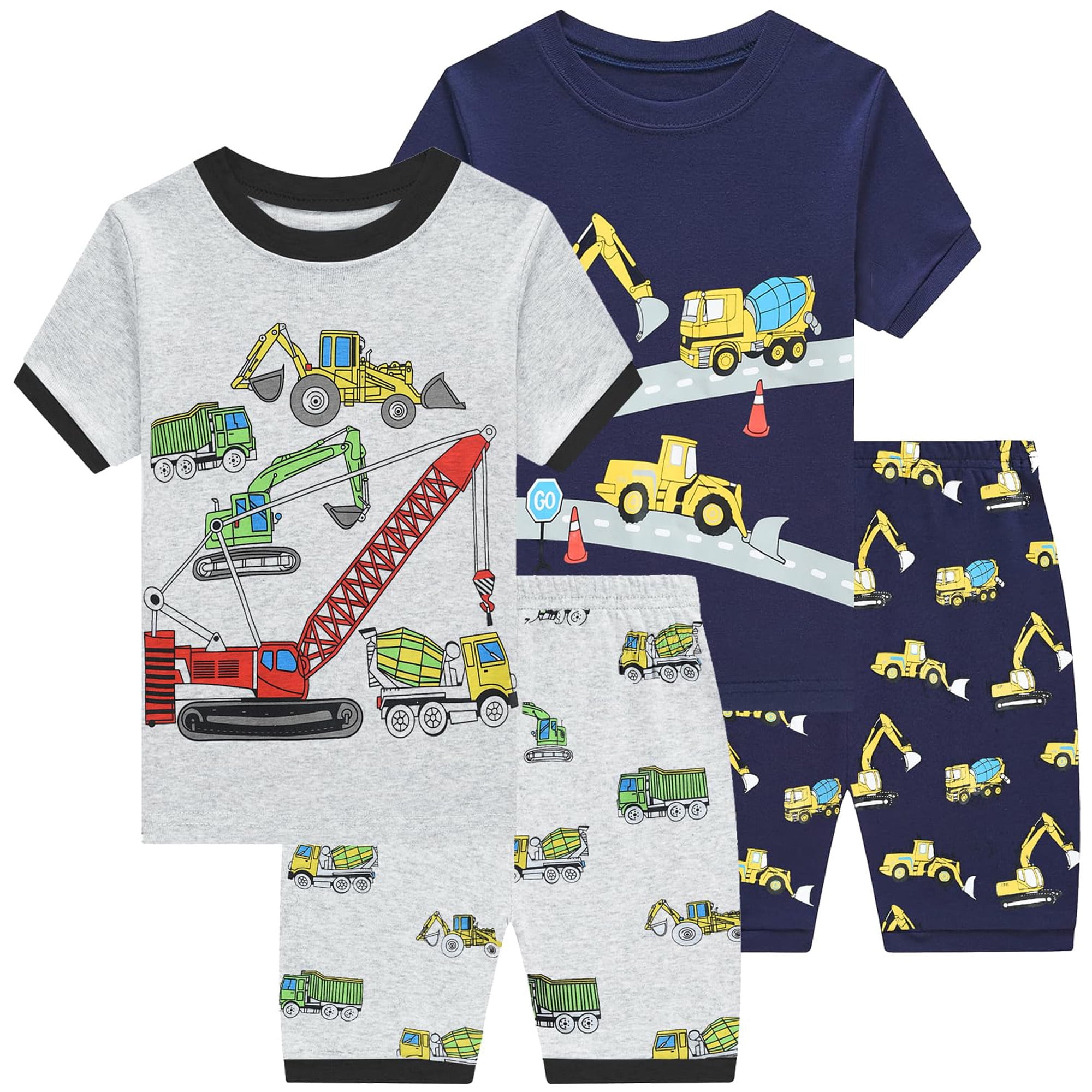 FEDPOP Toddler Boys Pajamas Engineering Car Graphic Sleepwear Cotton ...