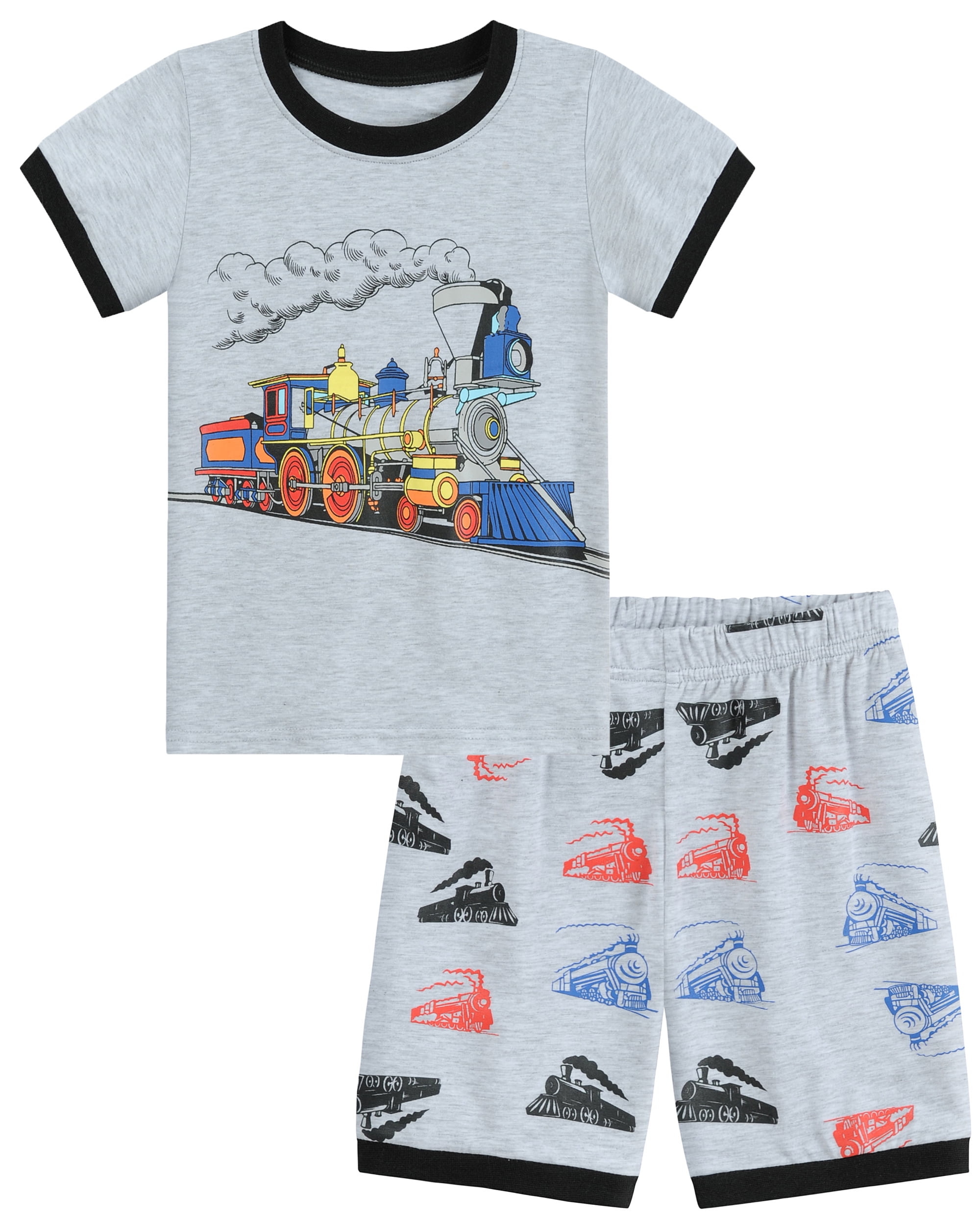 FEDPOP Toddler Boys Summer Pajamas Short Sleeve Train Sleepwear Set 5t ...